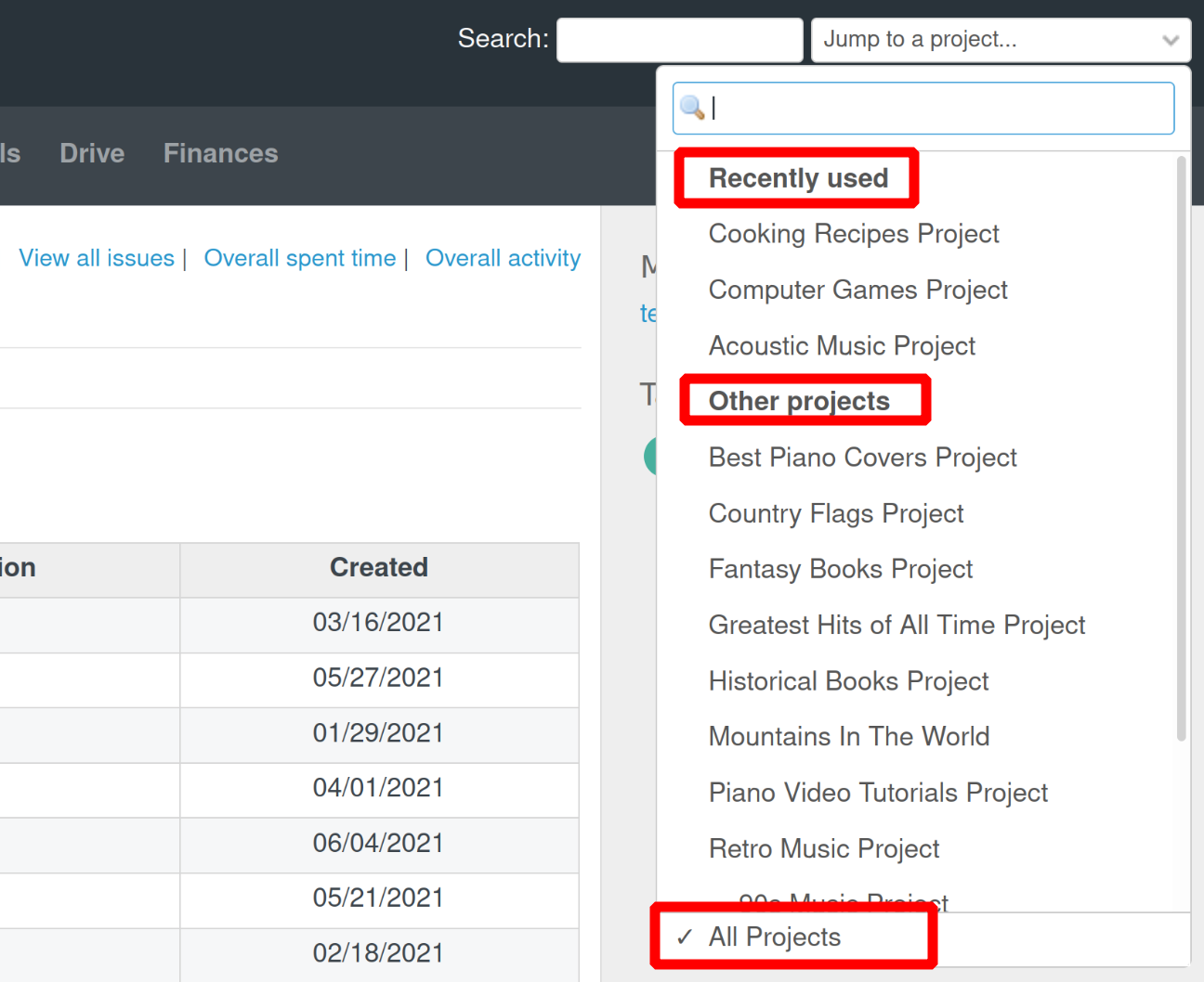 Project Jumpbox | RedmineUP Help | Favorite projects plugin documentation