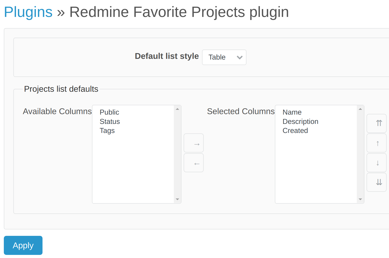 Default Settings | RedmineUP Help | Favorite projects plugin documentation