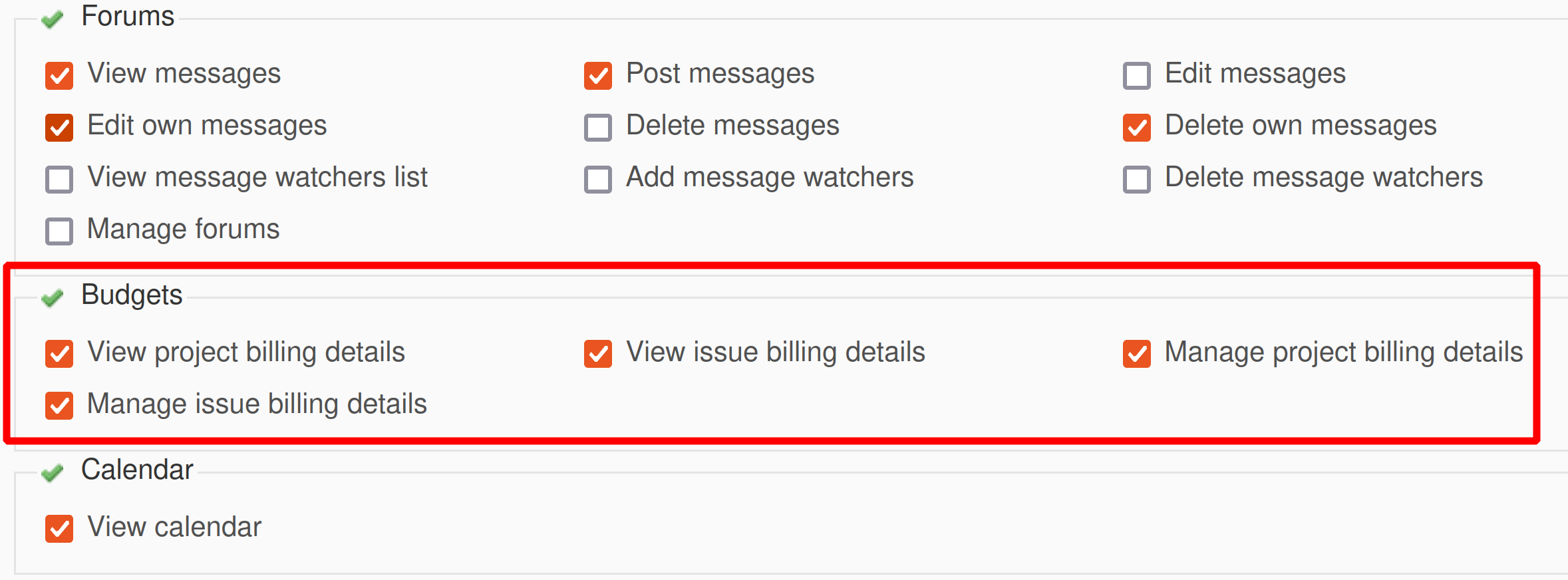 Access management for the Budgets plugin | RedmineUP Help | Budgets plugin documentation