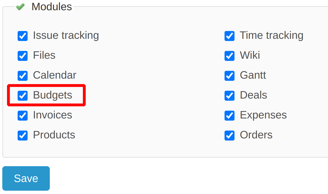 Activating Budgets module | Budgets plugin documentation