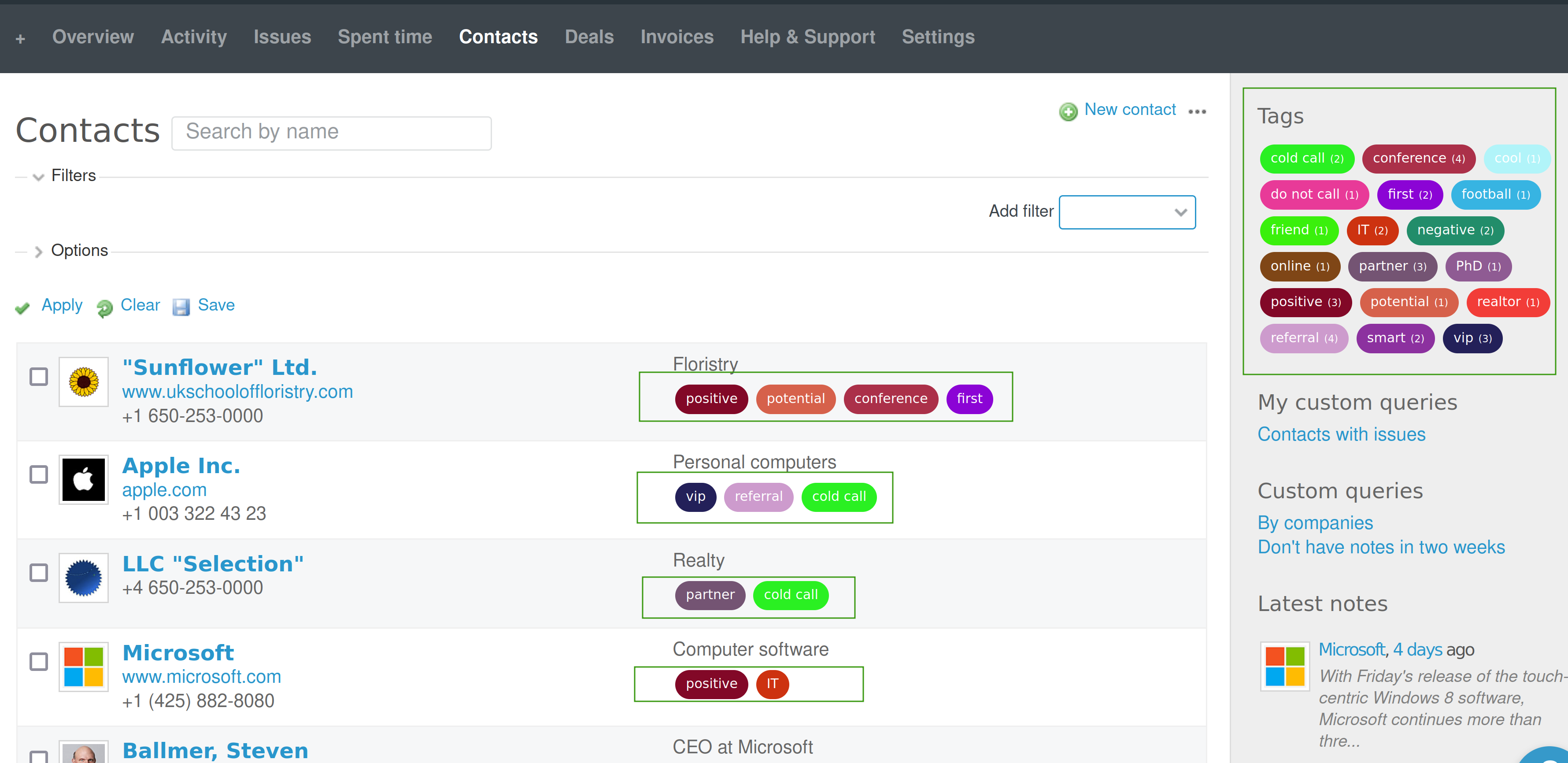 Tags | CRM plugin documentation