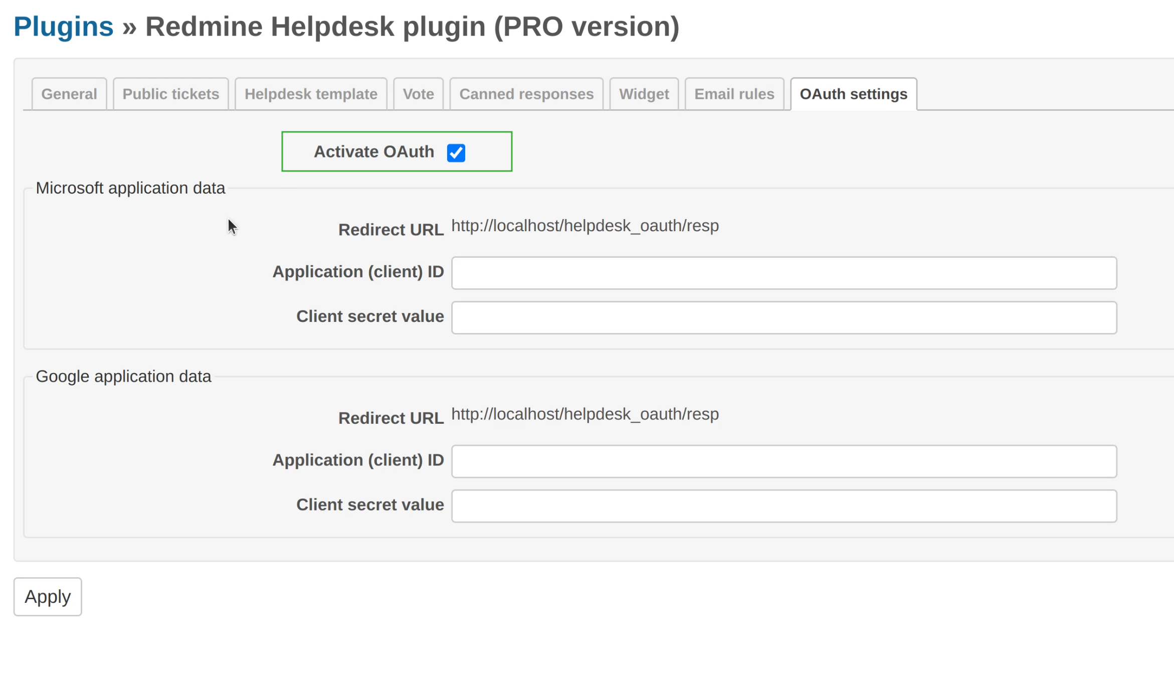 Gmail OAuth Configuration | Helpdesk plugin documentation