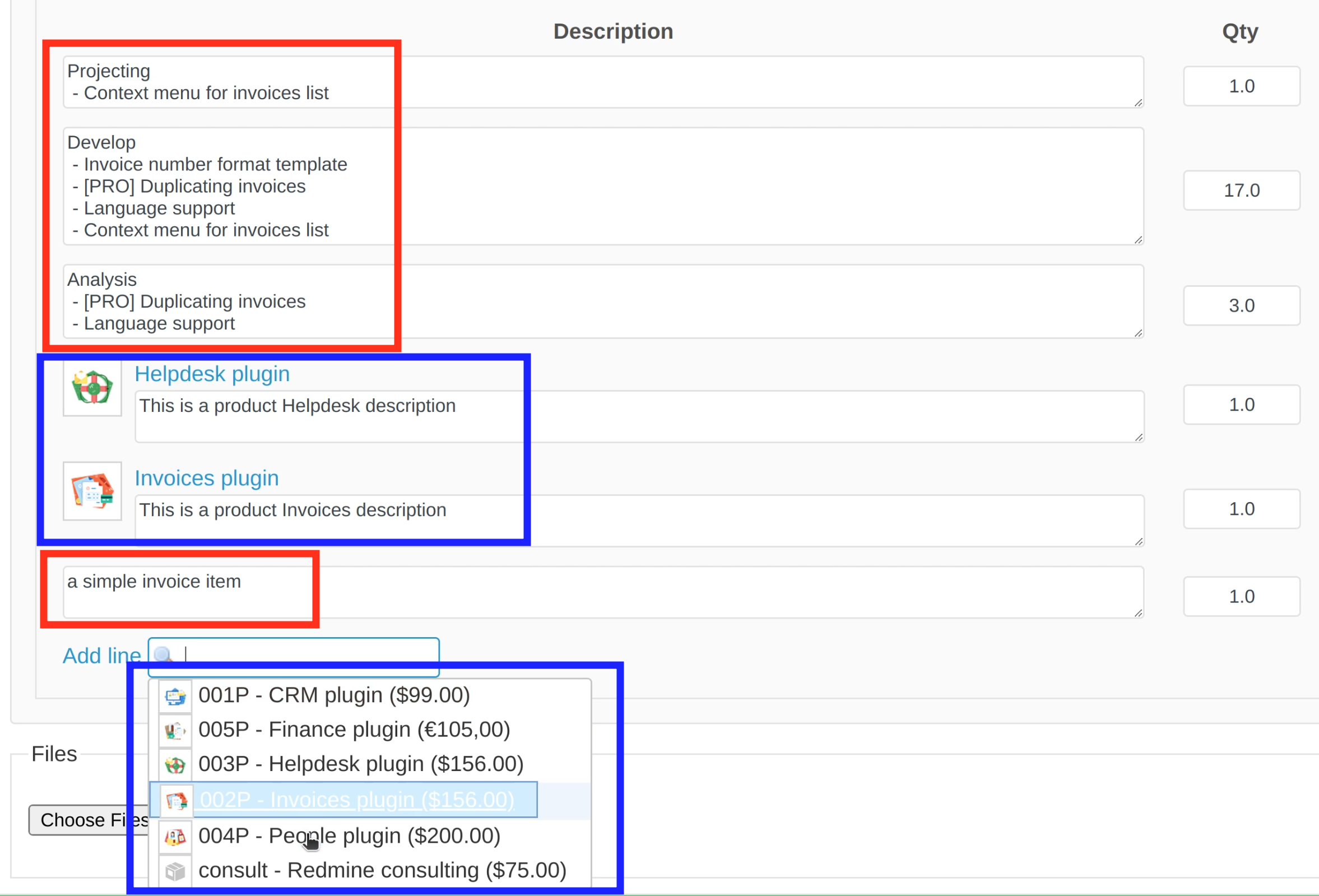 How to print product elements (invoice lines) on the invoice template? | Invoices plugin ...