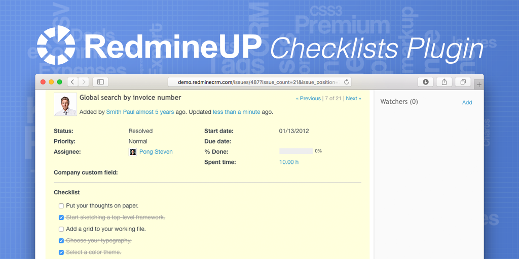 Redmine Checklists plugin from RedmineUP