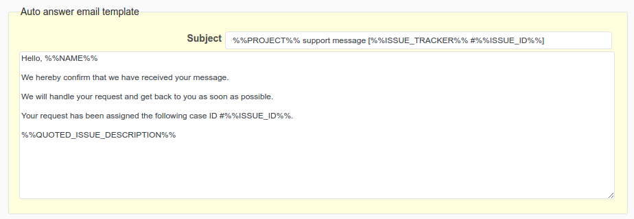 Autoreplies | RedmineUP Help | Helpdesk plugin documentation