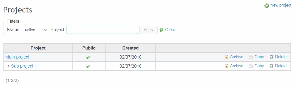 Managing Redmine projects | Redmine Help & Support