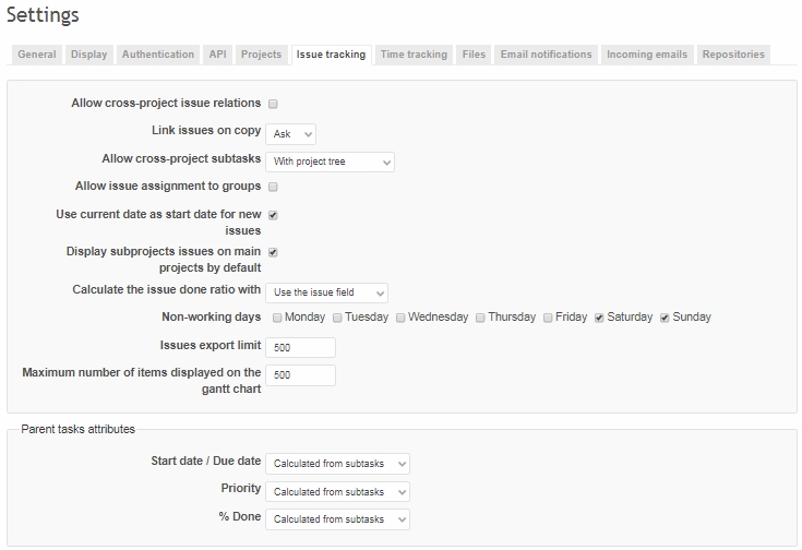 Setting Issue Tracking Options in Redmine | Redmine Help & Support