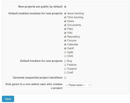 Setting Redmine Project Defaults | Redmine Help & Support