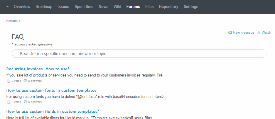 New forum messages | RedmineUP Help | Questions plugin documentation
