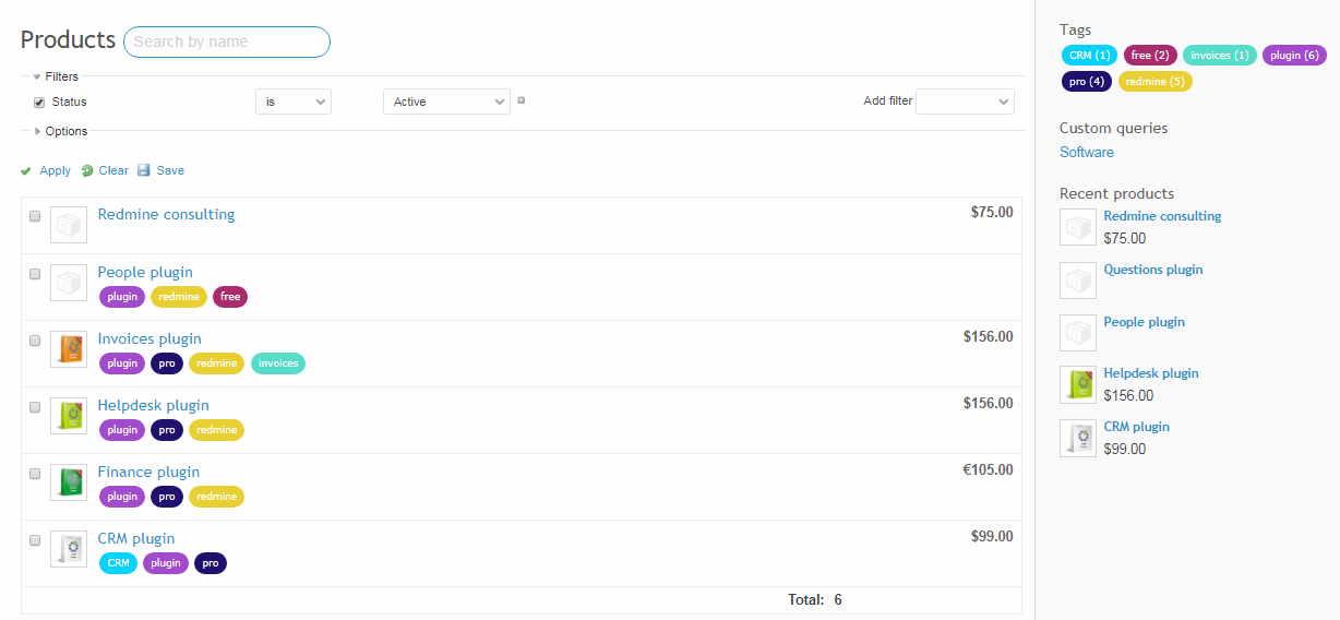 Tagging products | RedmineUP Help | Products plugin documentation