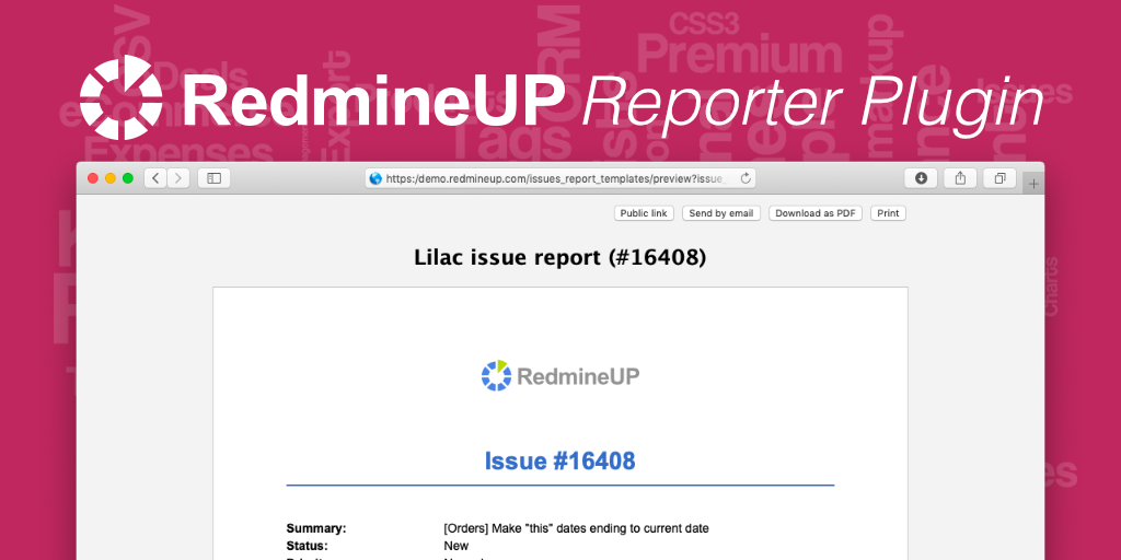Export Redmine Issues to PDF Reports | RedmineUP Reporter Plugin