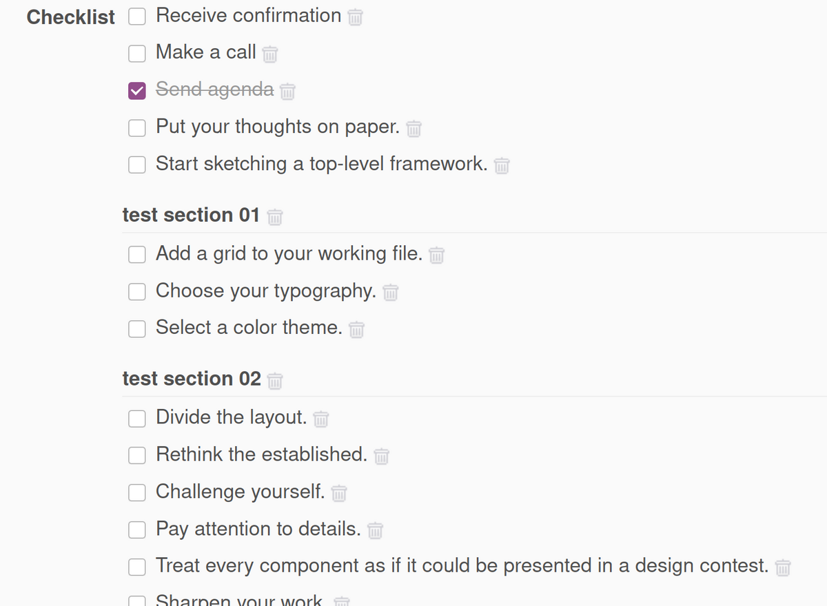 Checklist template sections | Checklists plugin documentation