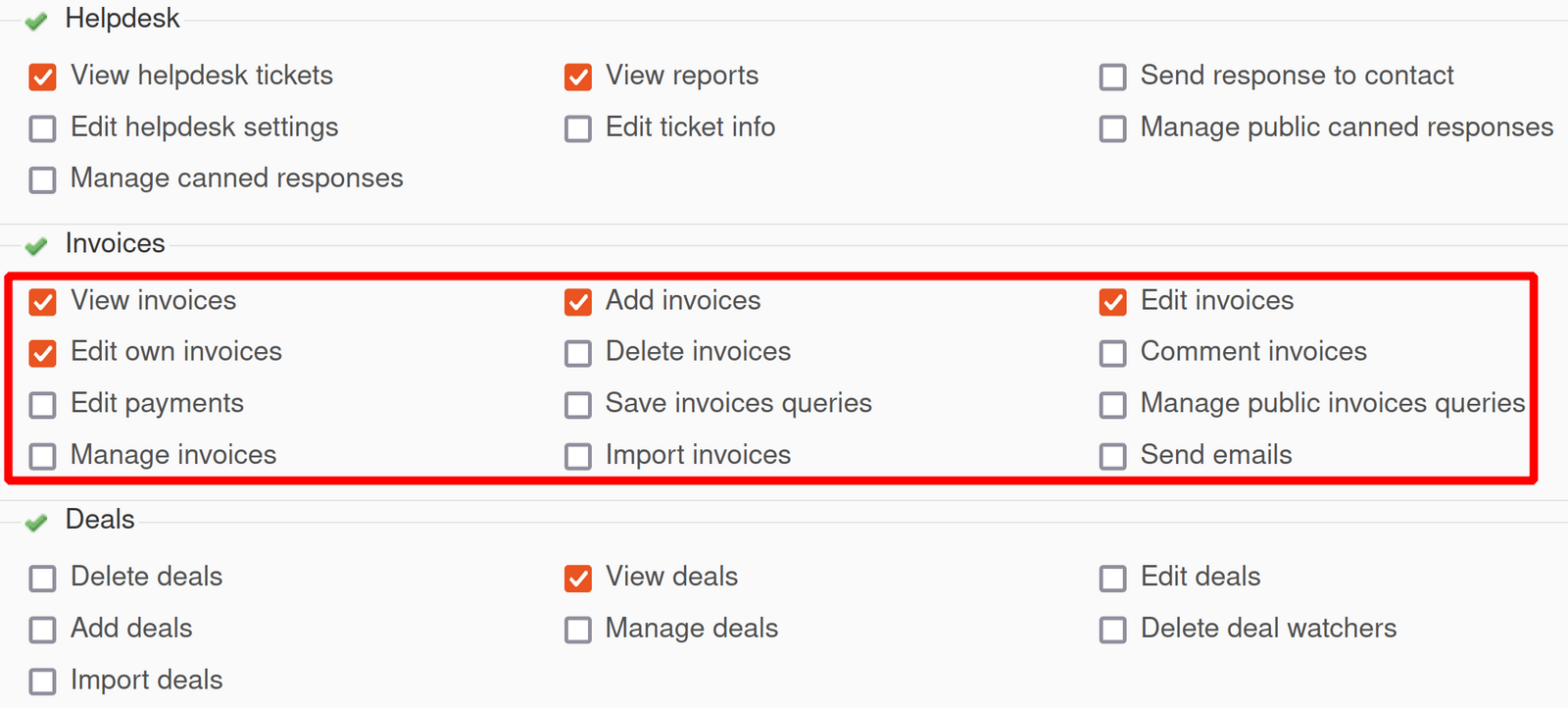 Access management for the Invoices plugin | RedmineUP Help | Invoices plugin documentation