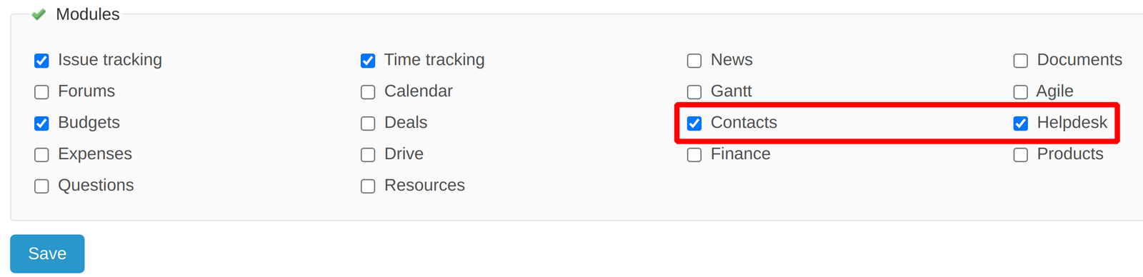 Activating Helpdesk Project Module | Helpdesk plugin documentation