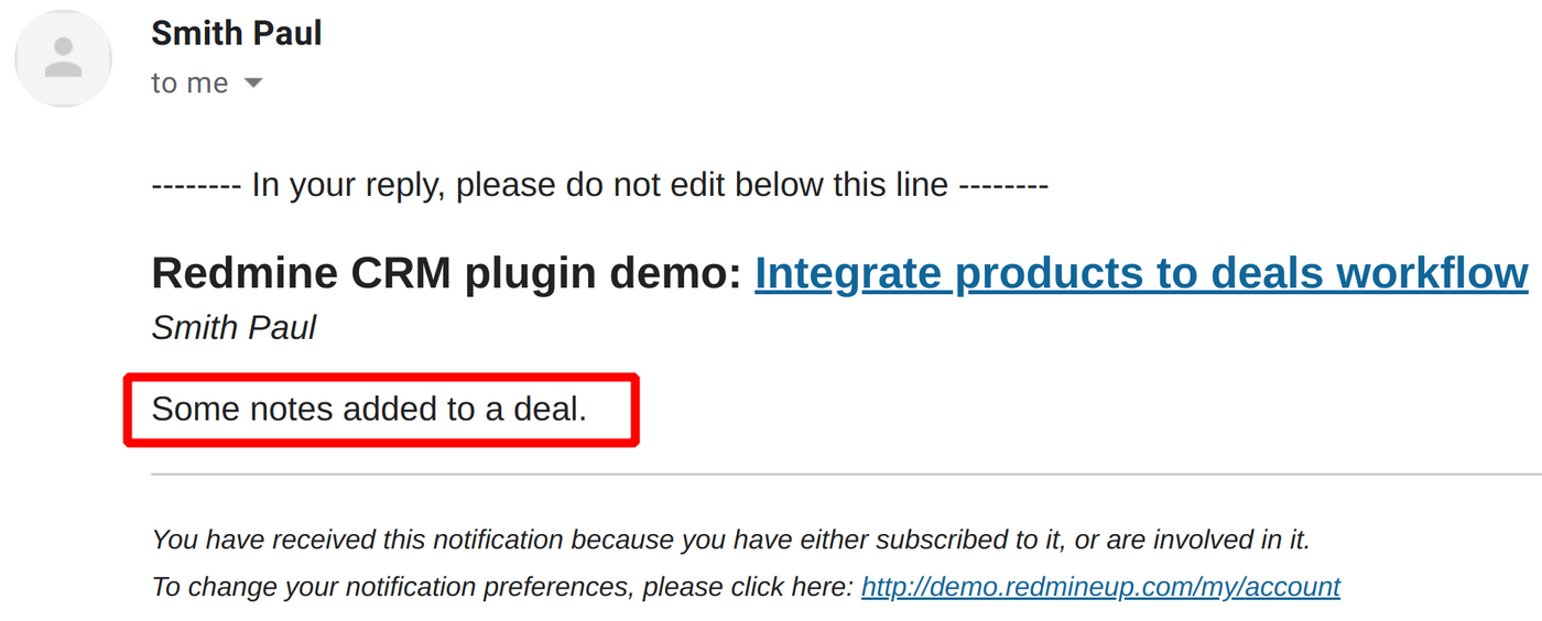 Notifications | CRM plugin documentation