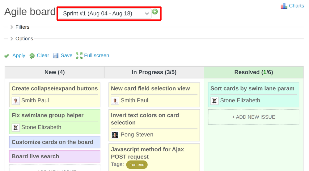 A troubleshooting guide that describes how to find the Sprint filter on the Agile board ...