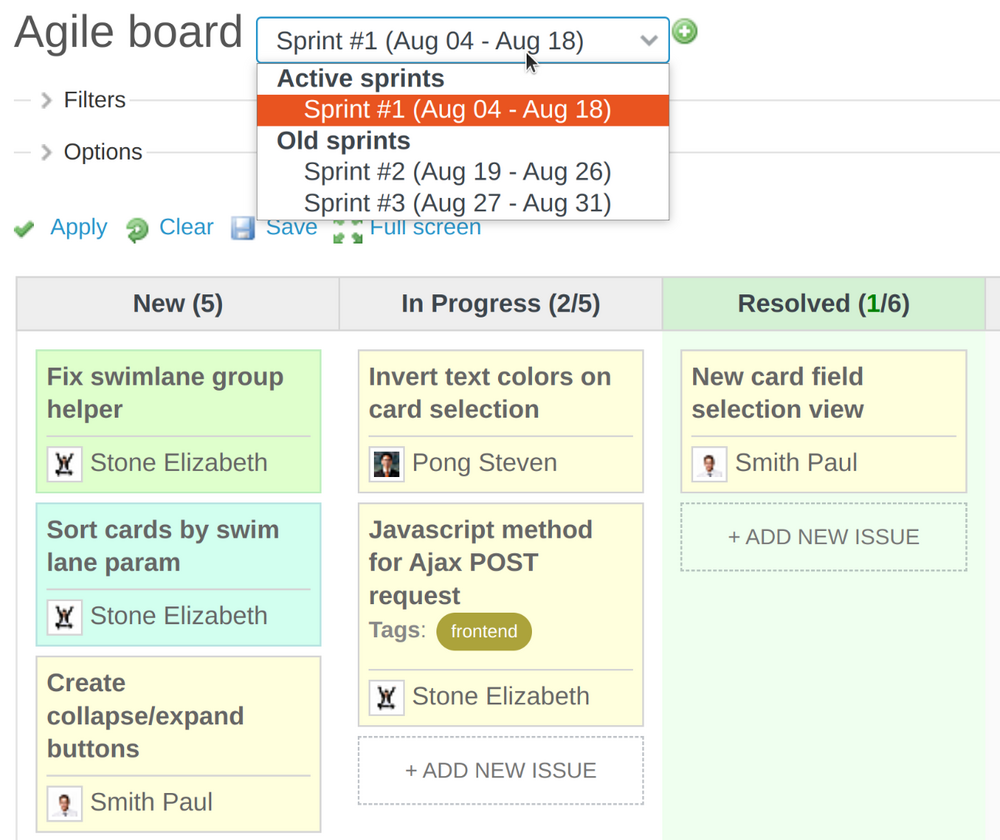 A guide that will teach you how to display the Sprint filter on the Agile board | RedmineUP Help ...