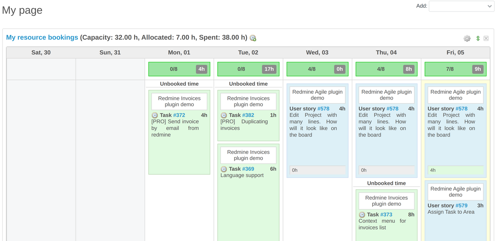 A guide that shows you how to find "My resource bookings" section | RedmineUP Help | Resources ...