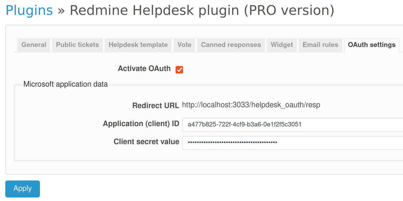 Setting up OAuth Microsoft Outlook | Helpdesk plugin documentation