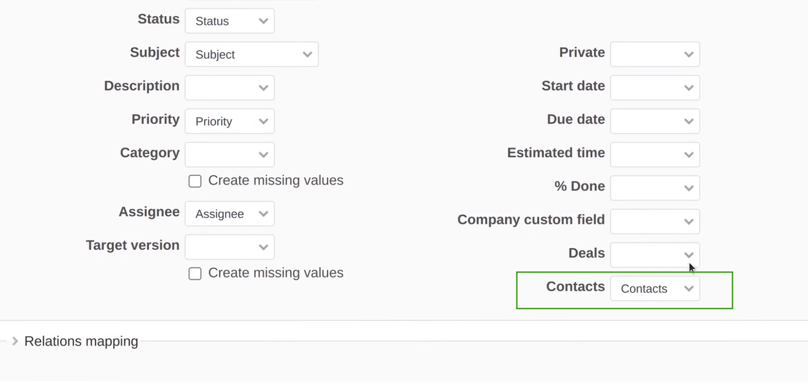 Adding a Contact in Issues CSV import | CRM plugin documentation