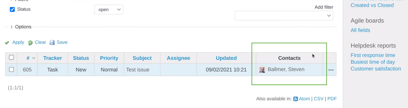 Adding a Contact in Issues CSV import | CRM plugin documentation