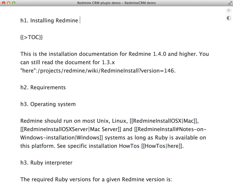 Redmine Zenedit plugin from RedmineUP for distraction-free writing