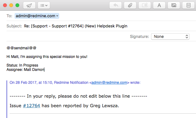 Respond to email notifications | RedmineUP Help | Helpdesk plugin documentation