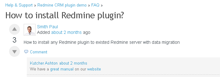 Adding comments and voting for forum messages | RedmineUP Help | Questions plugin documentation